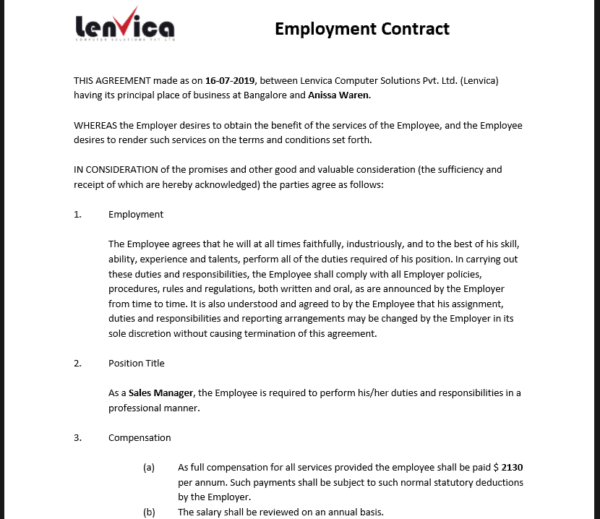 Creating employee documents with Document Builder (Employment Contract ...