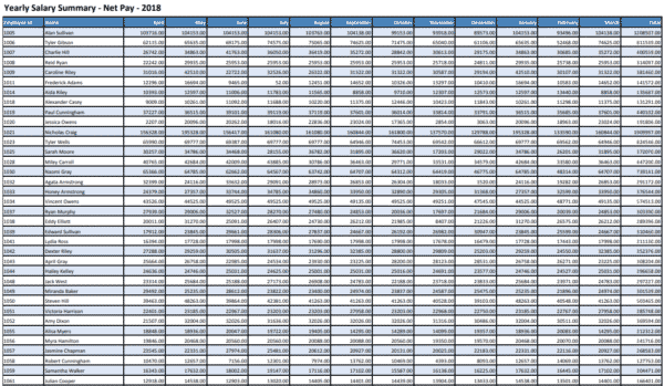 Yearly Salary Details and Summary - Lenvica HRMS