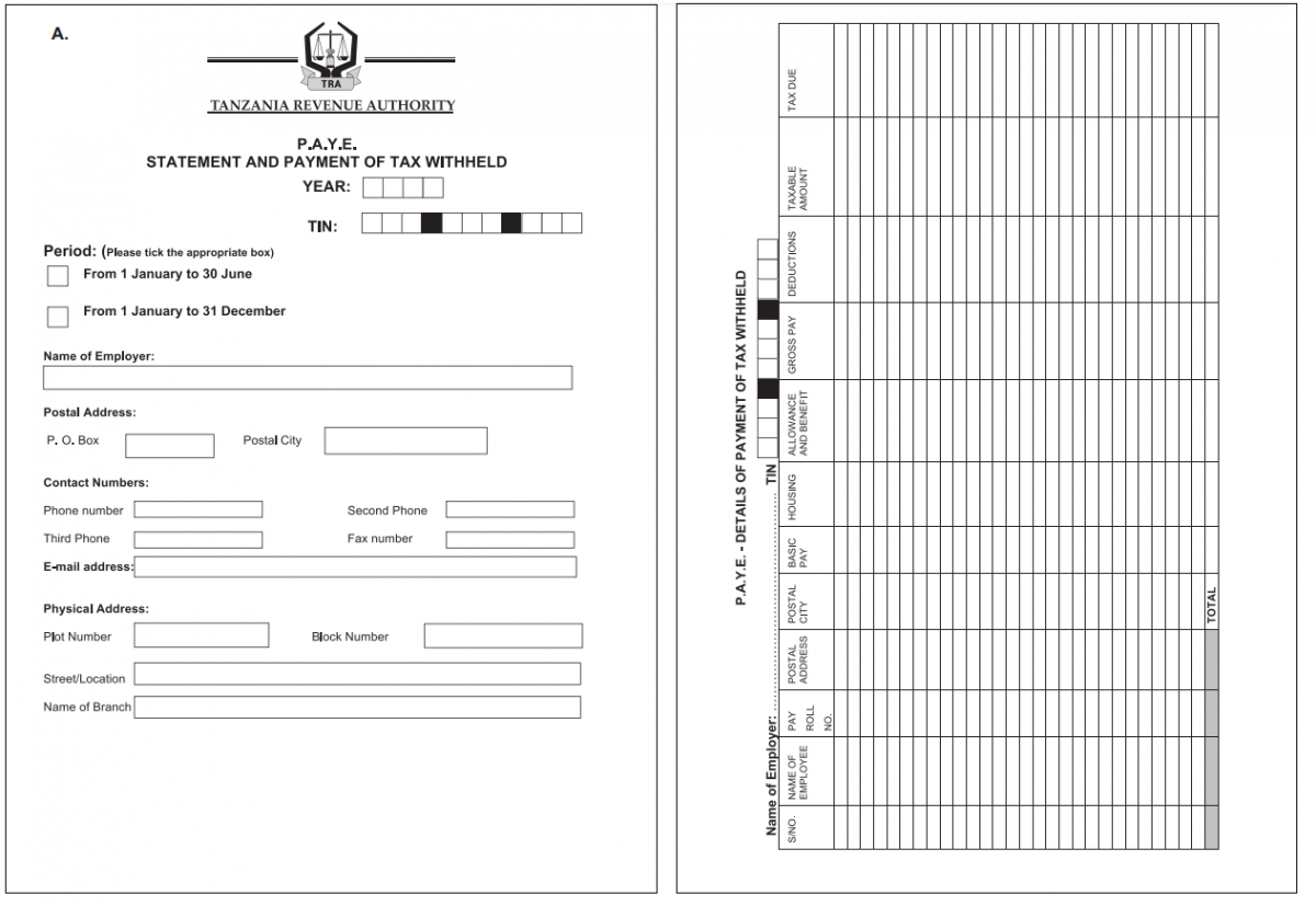 Tanzania Revenue Authority - PAYE Slab (TRA - PAYE) - Lenvica HRMS