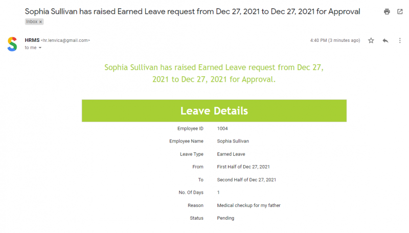 Earned Leave - Lenvica HRMS
