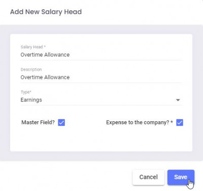 Salary Head - Lenvica HRMS