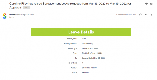 Bereavement Leave - Lenvica HRMS