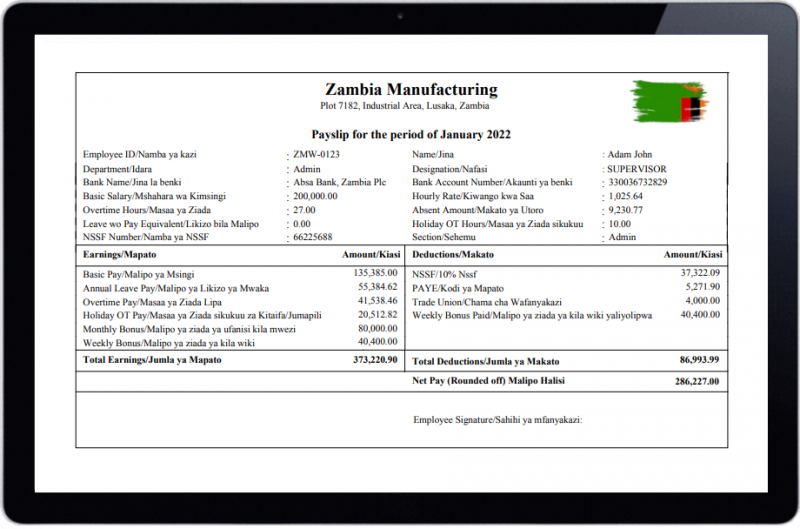 HR, Payroll, Attendance Software for Zambia - Lenvica HRMS
