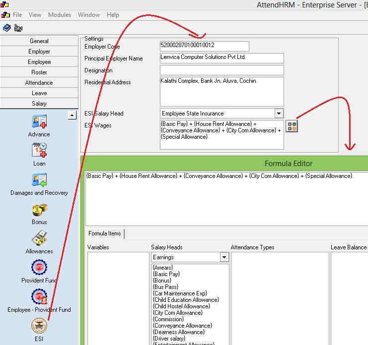 Employee State Insurance(ESI) deduction - Lenvica HRMS